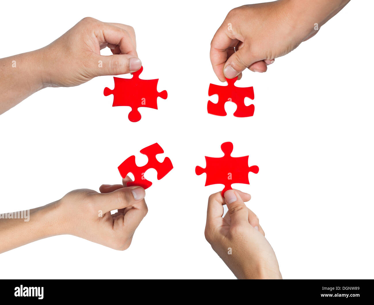 Hands and puzzle isolated on white background Stock Photo - Alamy