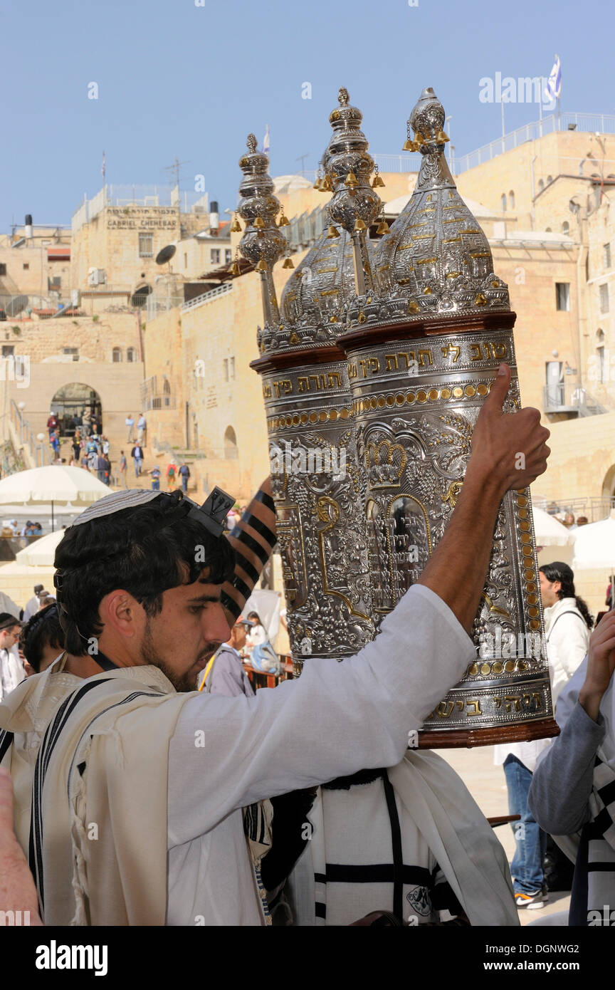 Torah being lifted in all cardinal directions during the Bar Mitzwa ...