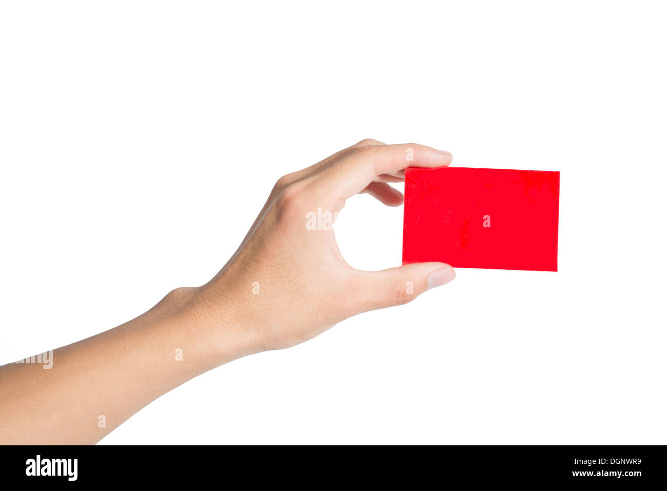 Hand and red card isolated on white Stock Photo - Alamy