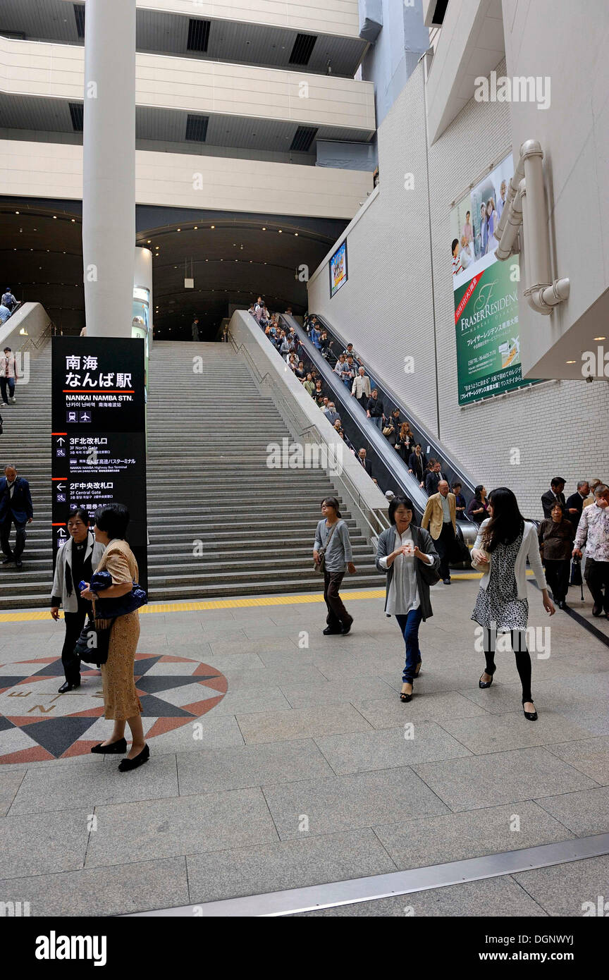 Concourse with escalators, Nambai Namba Railway Station with the Nankai ...
