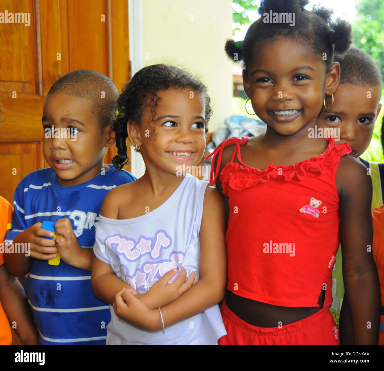 Children in a kindergarten on La Digue Island, Seychelles, Africa Stock ...