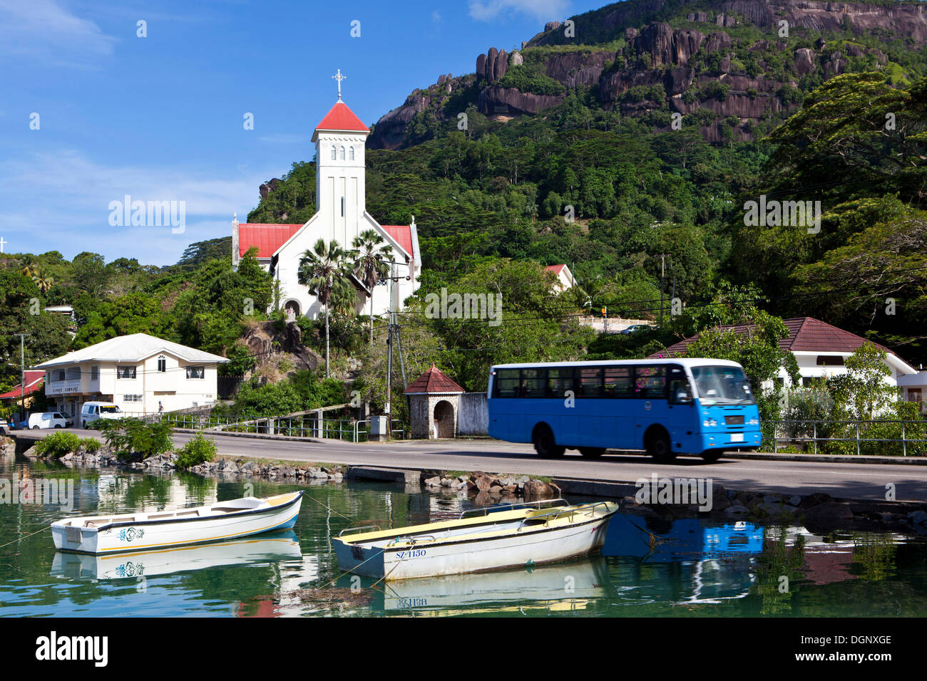 Catholic Church on the east coast of the island of Mahe, Seychelles ...