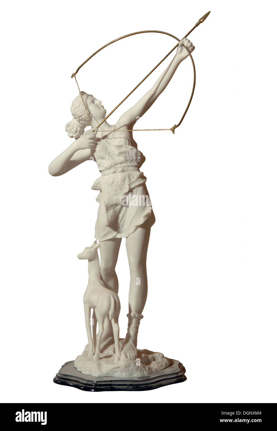 statue of a woman with a bow on the isolated background Stock Photo - Alamy