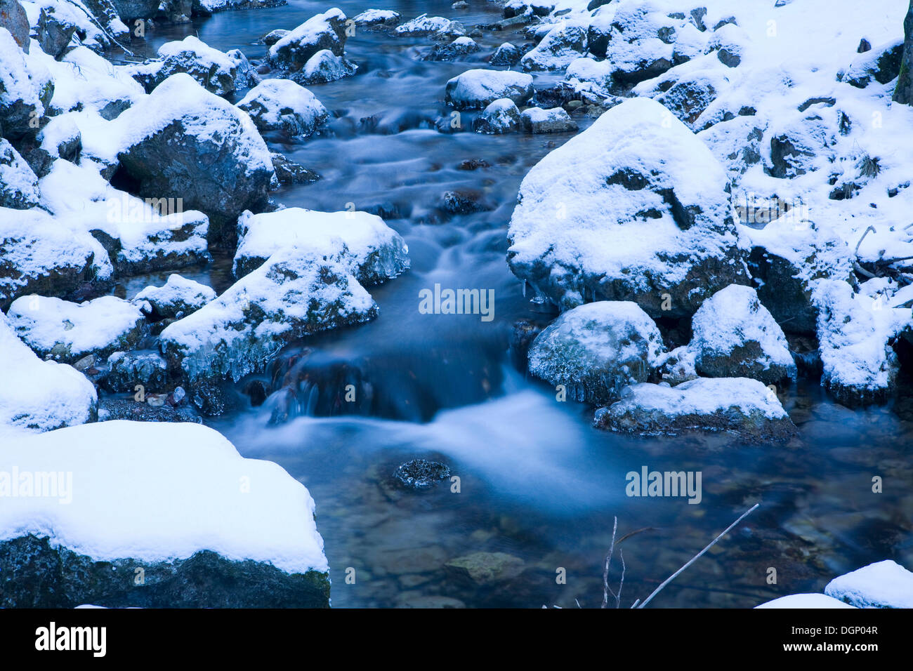 Mountain stream in winter Stock Photo - Alamy