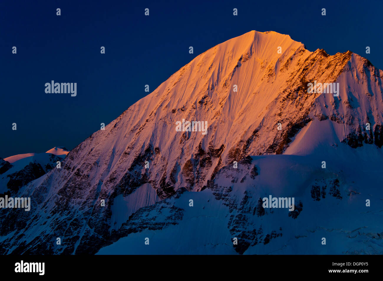 View during the ascent of Mt Ortler overlooking Mt Koenigspitze and Mt ...
