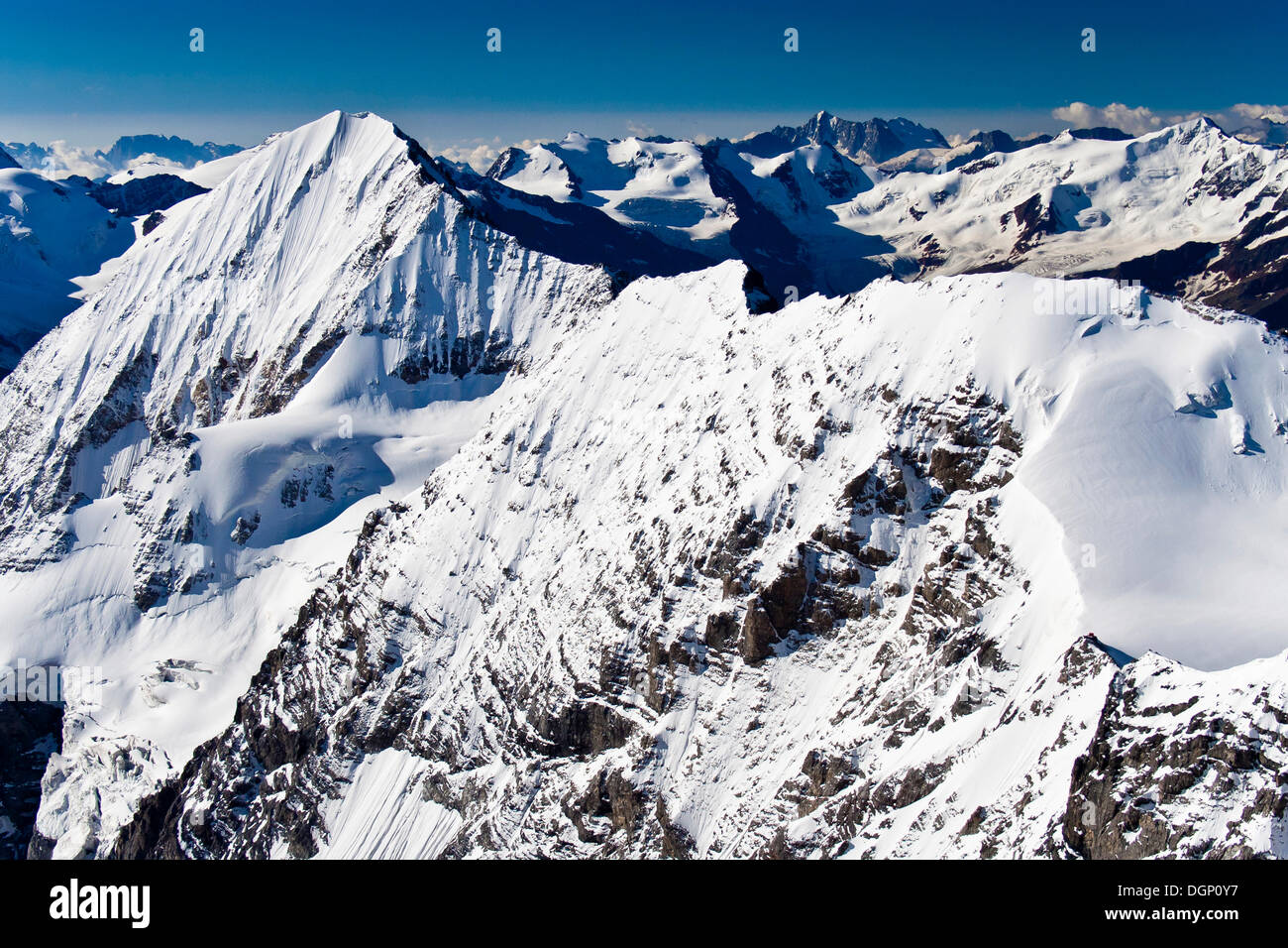 View from Mt Ortler overlooking Mt Koenigspitze and Mt Gran Zebrù at ...