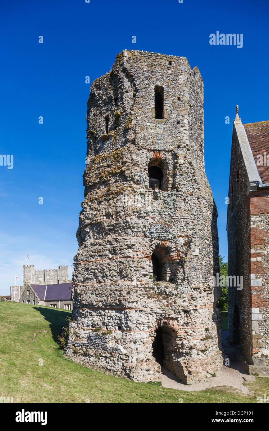 England, Kent, Dover, Dover Castle, Roman Lighthouse aka Roman Pharos ...