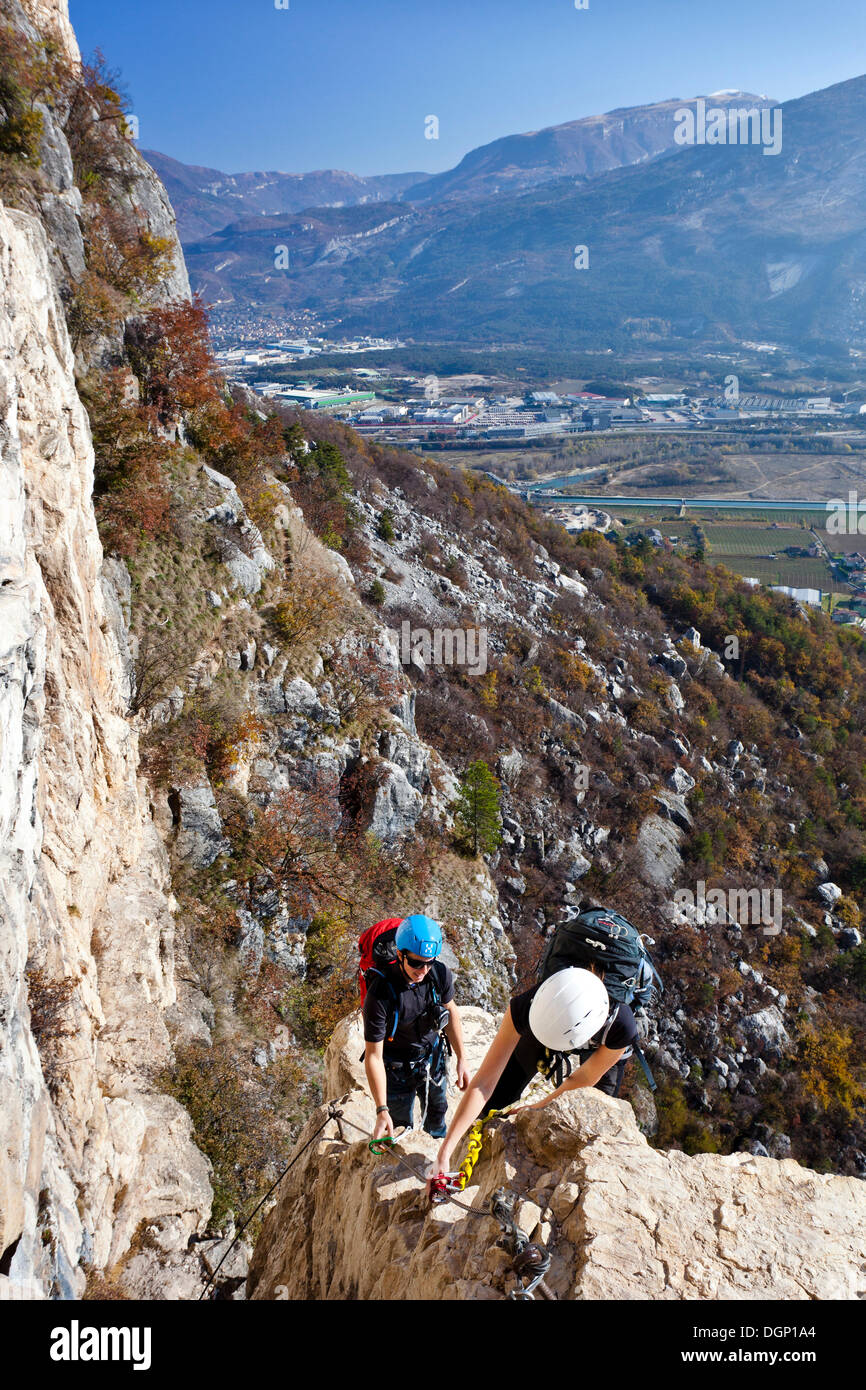 Climbers during the ascent to the peak of Monte Albano mountain, on the ...