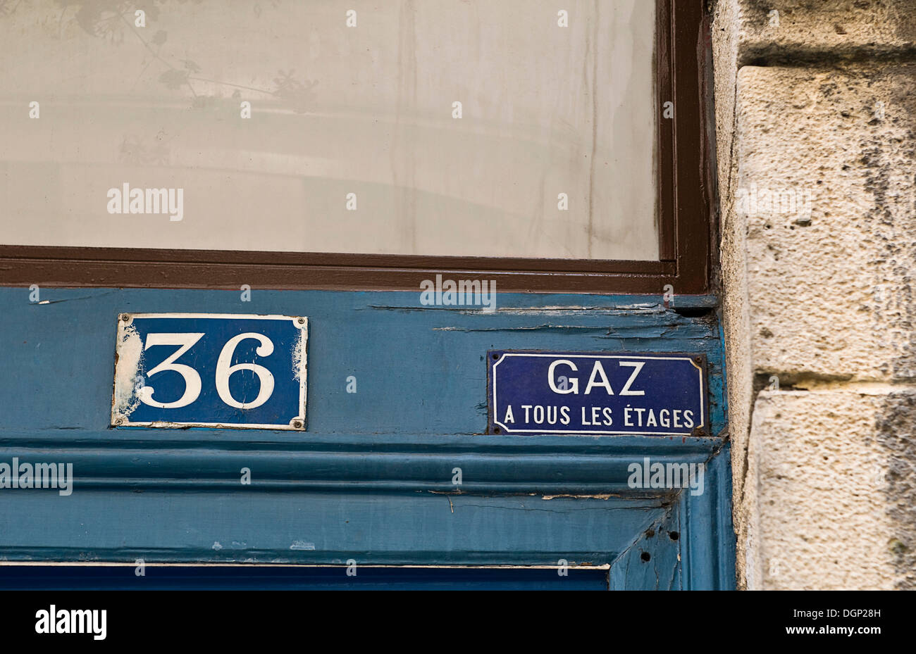 Sign informing about gas supply in French, Montmartre, Paris, France ...