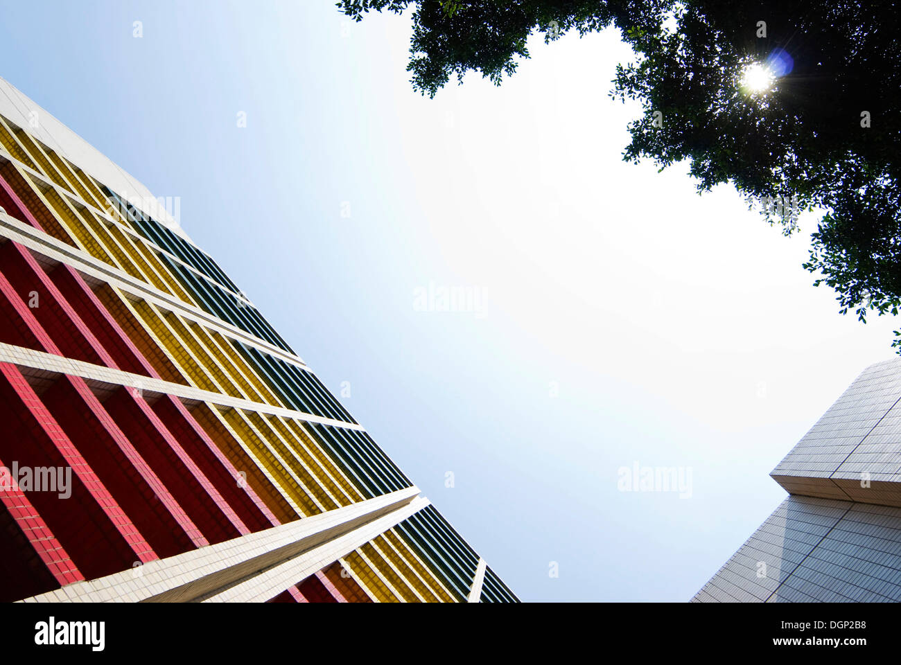 Colorful facade of a modern building, worm's-eye view Stock Photo - Alamy