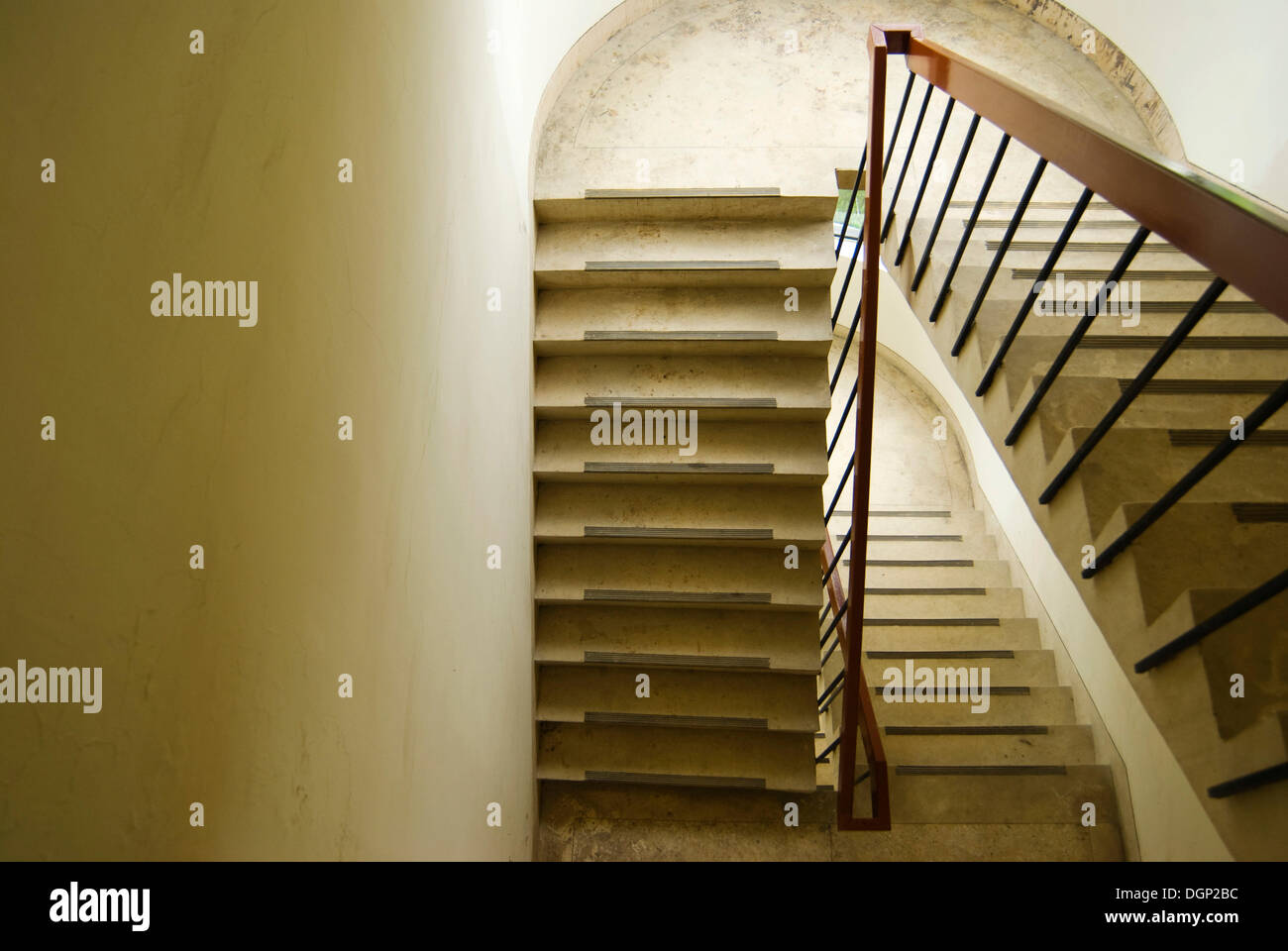 Stairway round a corner Stock Photo - Alamy