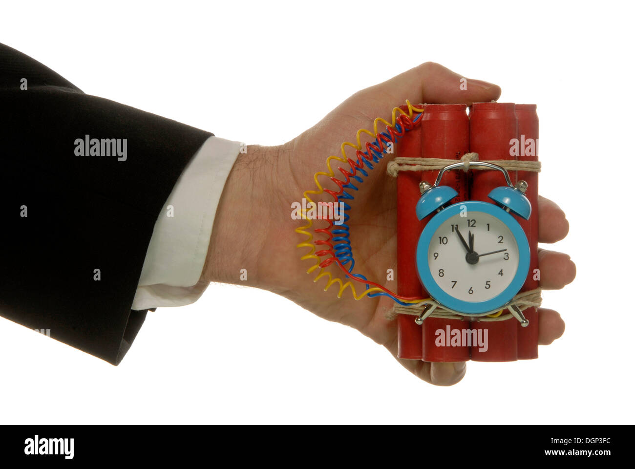 Business man holding a bomb in his hand Stock Photo - Alamy