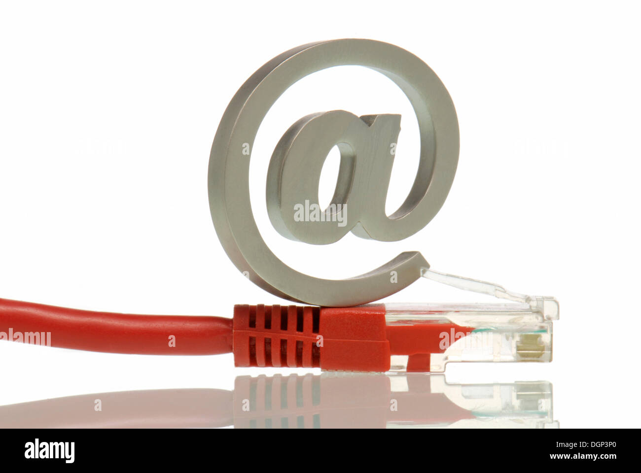 At symbol on a LAN cable, symbolic image for internet Stock Photo - Alamy