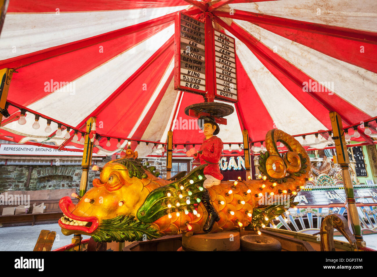 England, Devon, Dingles Fairground Heritage Centre, Fish Spinner Game c ...