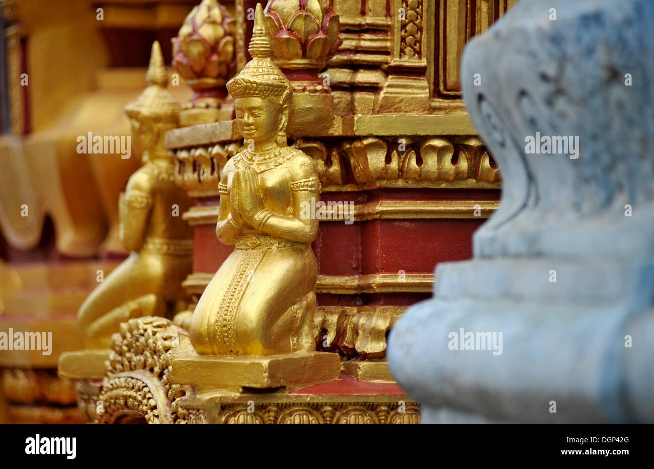Golden Statue in a Buddhist temple in Siam Reap, Cambodia, Southeast ...