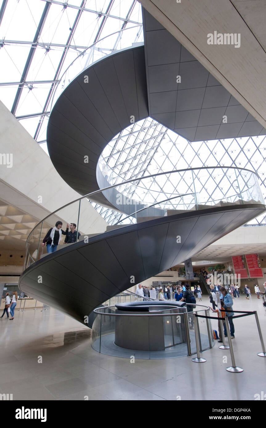 Interior stairs at Louvre Museum Stock Photo - Alamy