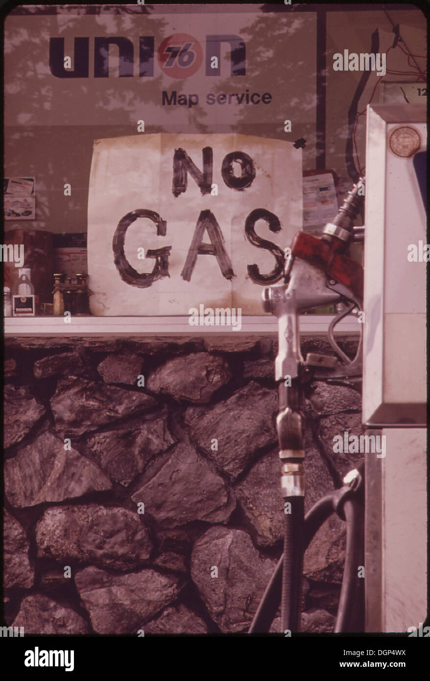 This image shows a service station sign near a freeway in Portland ...