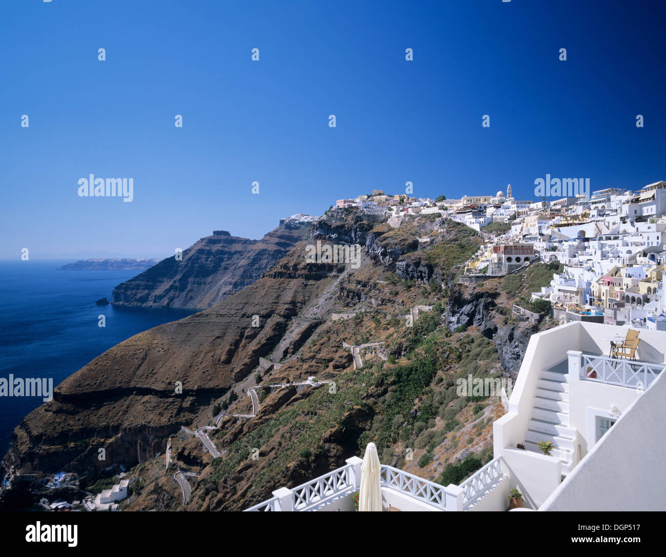 View on Fira and the caldera, Santorini, Cyclades, Greece, Europe Stock ...