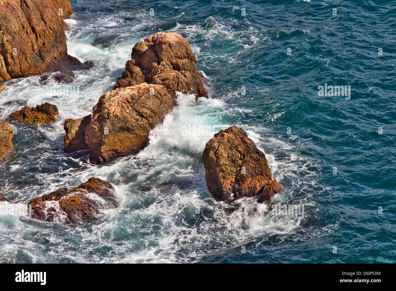 Stones in the Sea deep blue with waves Beautiful Landscape Stock Photo ...