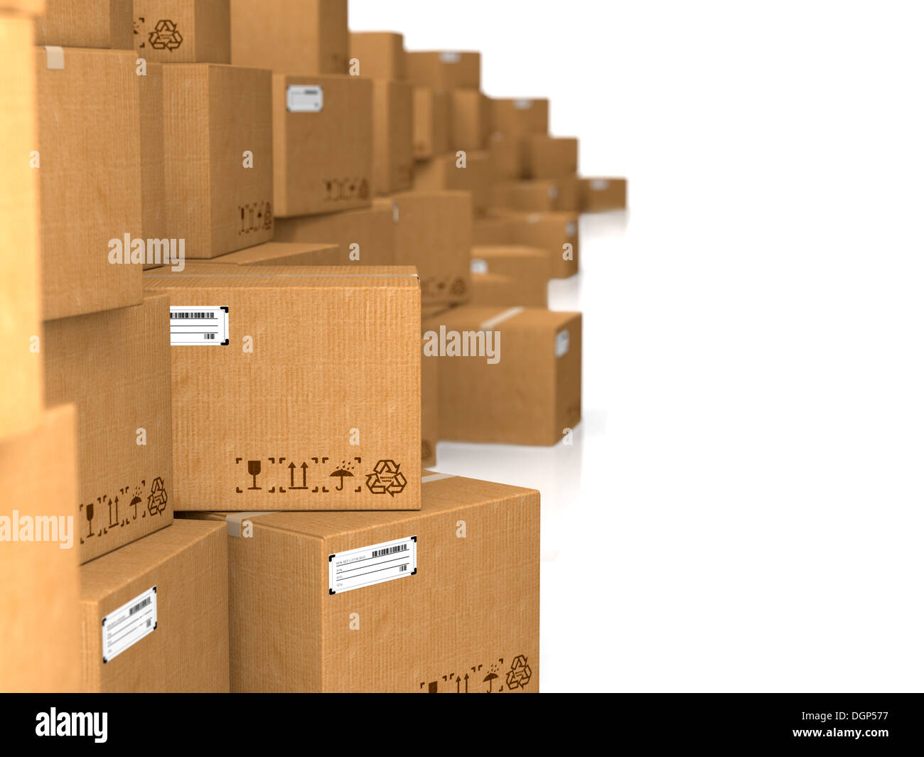 Cardboard Boxes on White Background Stock Photo - Alamy