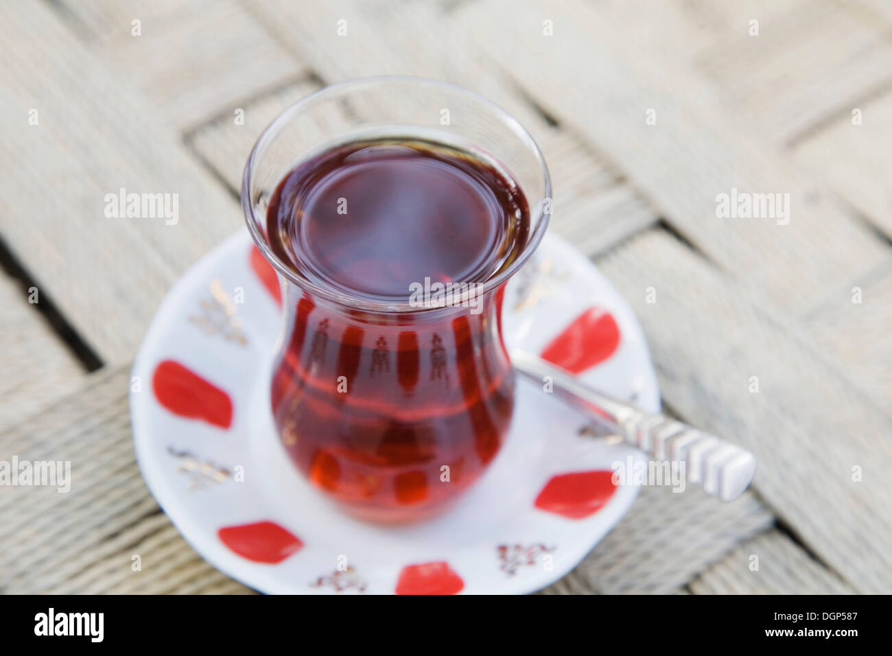 A glass of tea in the traditional Turkish manner, Istanbul, Turkey ...