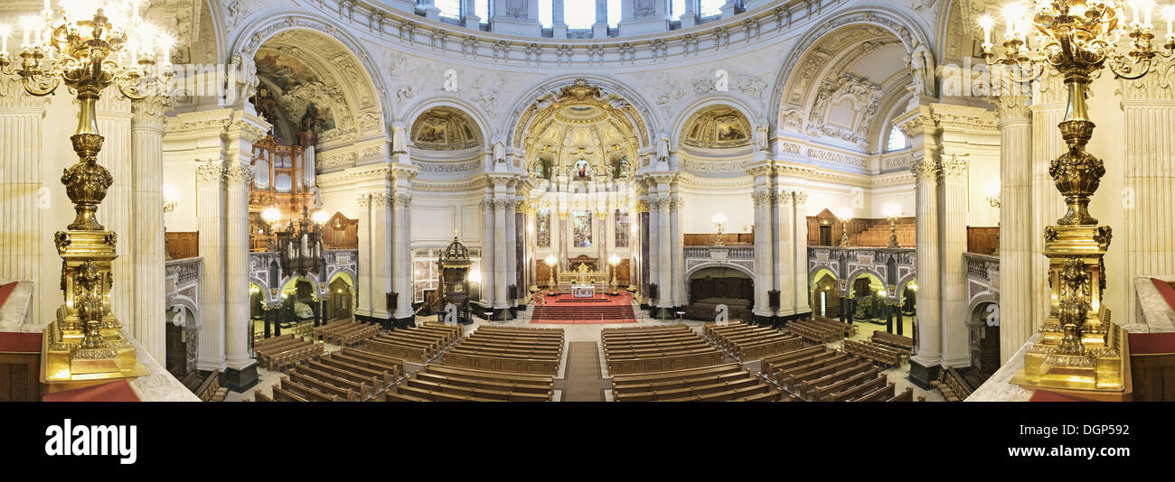 Interior view of Berliner Dom or Berlin Cathedral with altar, Berlin ...