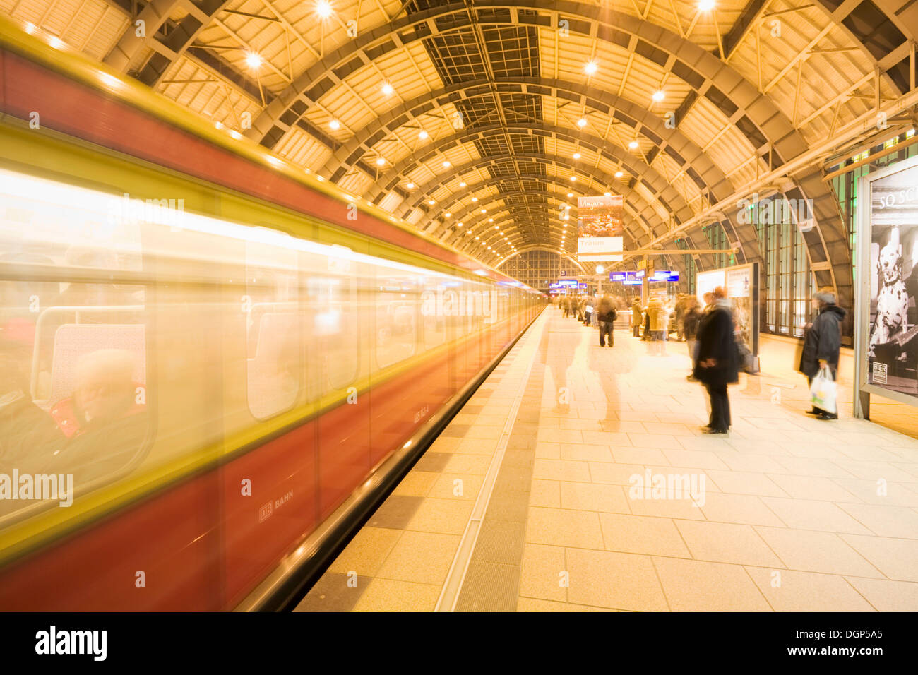 Incoming train in Alexanderplatz S-train station, Berlin Stock Photo ...