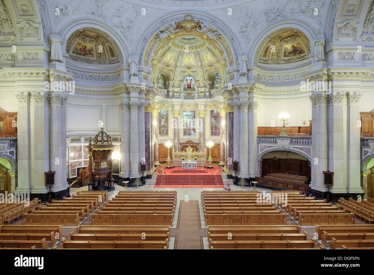 Interior view of Berlin Cathedral with the altar, Berlin Stock Photo ...