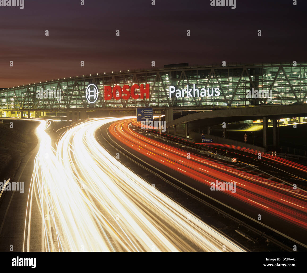 Trade fair car park at Stuttgart Airport on the A8 autobahn, Stuttgart ...