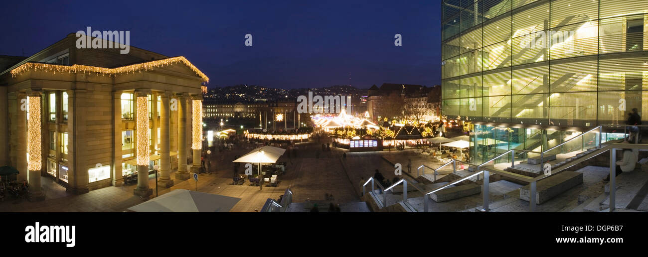 Christmas market at Schlossplatz square, Stuttgart, Baden-Wuerttemberg ...