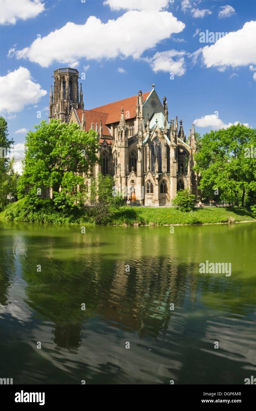 Johanniskirche, St. John's Church on Feuersee Lake, Stuttgart, Baden ...