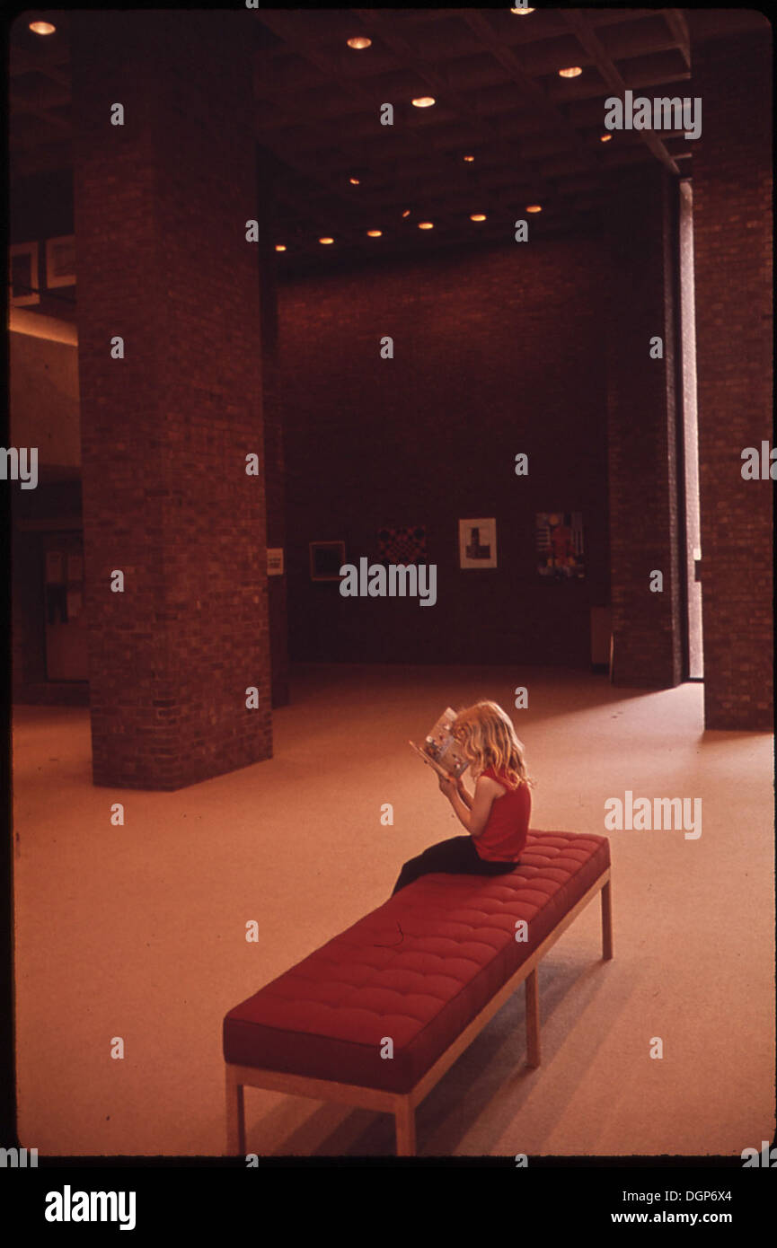 This photograph shows the interior of Rogers Memorial Library ...