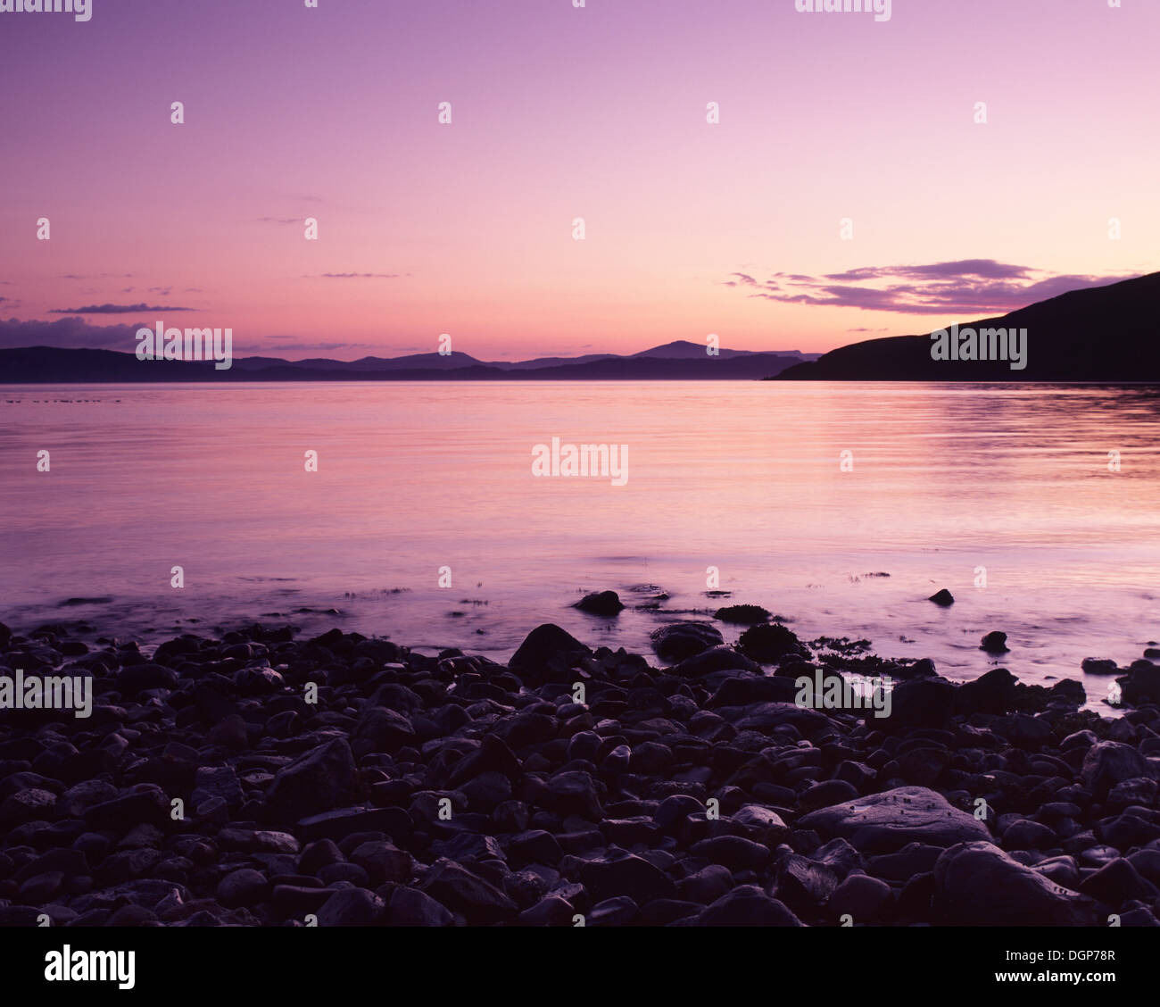 View from Applecross to the Isle of Skye at sunset, Highlands, Scotland ...
