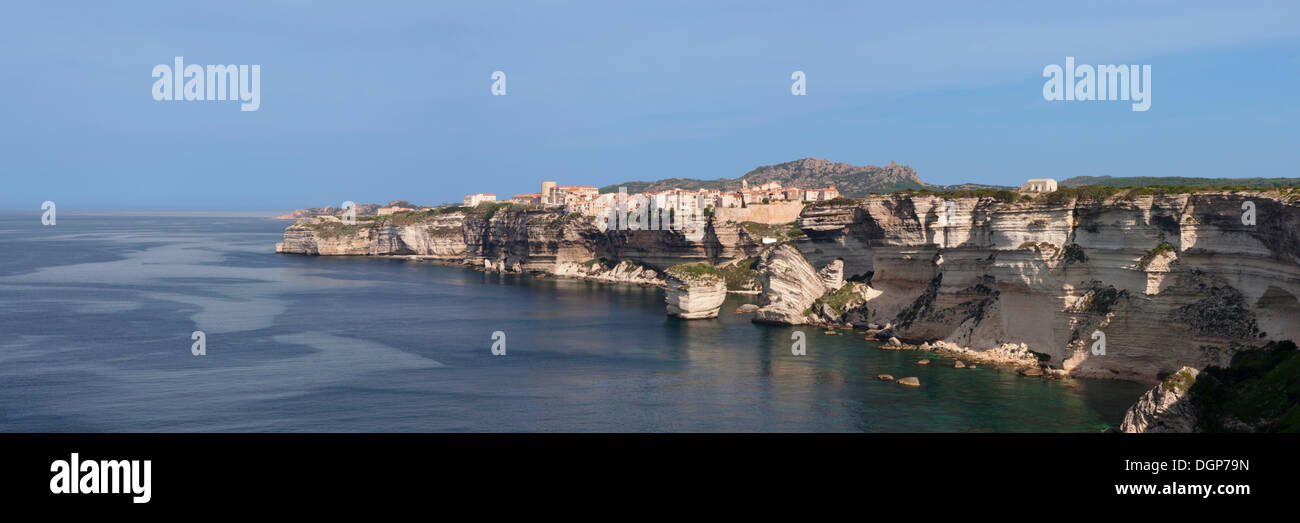 Rocky coastline with a view to Bonifacio, Strait of Bonifacio, Corsica ...