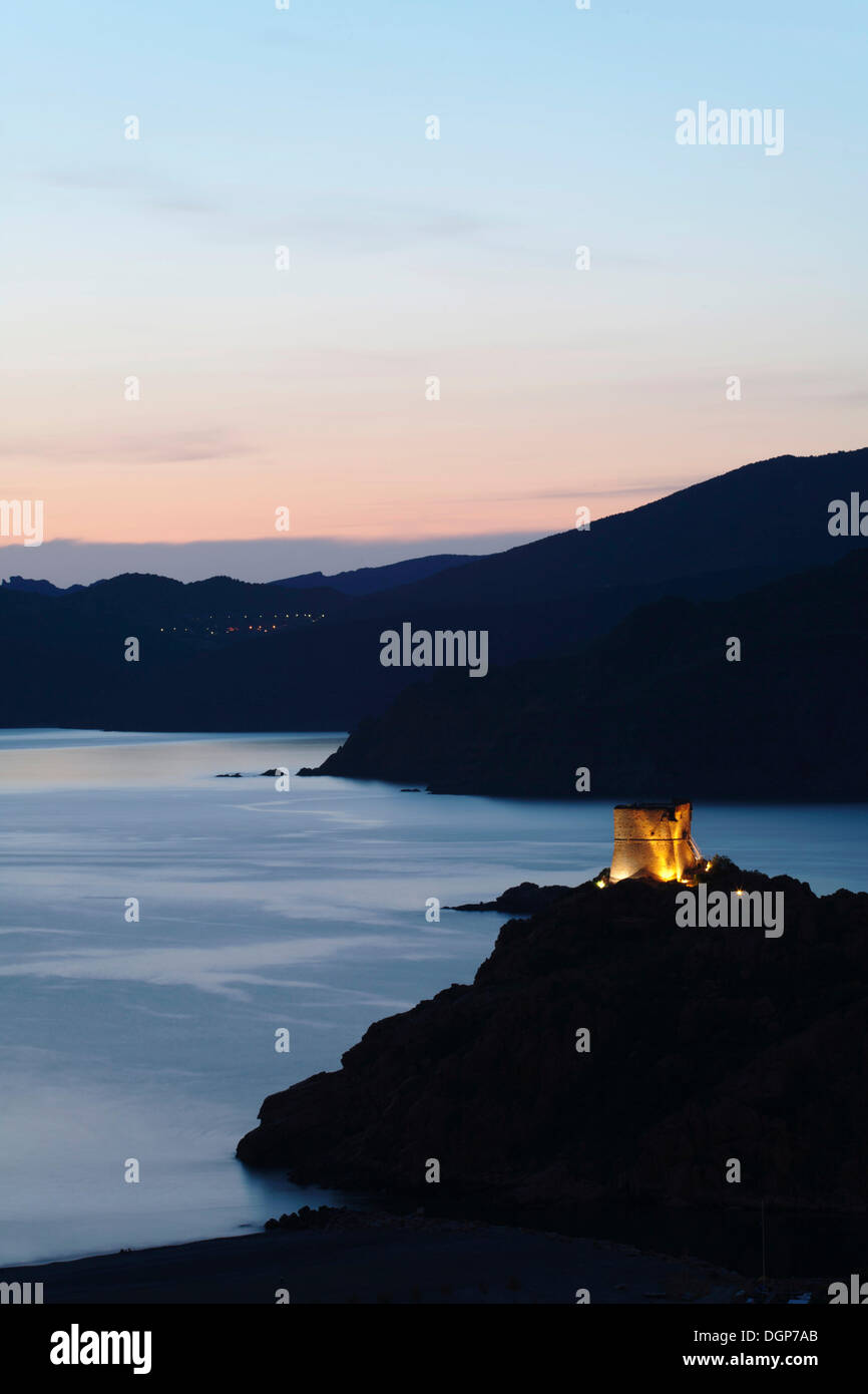 Torra di Portu, Genoese tower of Porto, Gulf of Porto, Corsica, France ...
