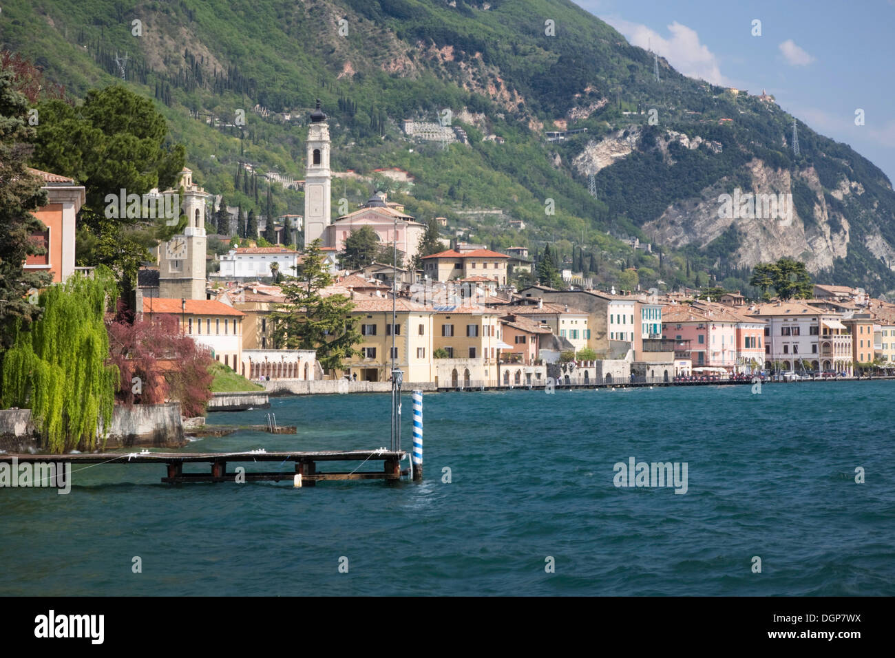 City view of Gargnano on the shores of Lake Garda, Lombardy, Italy ...