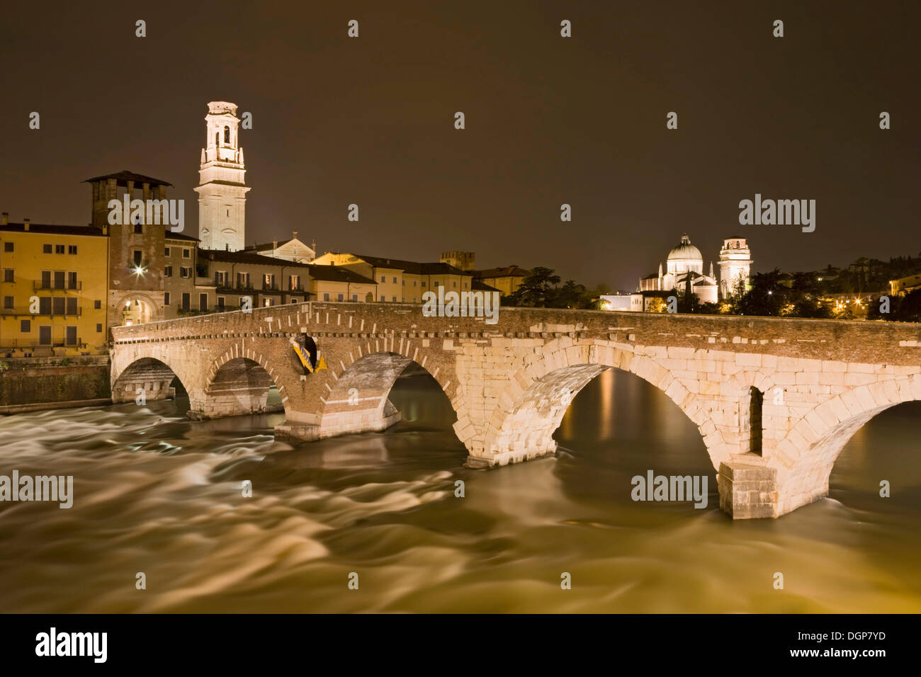 Ponte Pietra bridge with Verona Cathedral, Cattedrale di Santa Maria ...