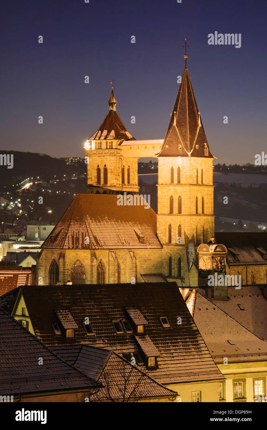 The church towers of St. Dionys city church, Esslingen am Neckar, Baden ...
