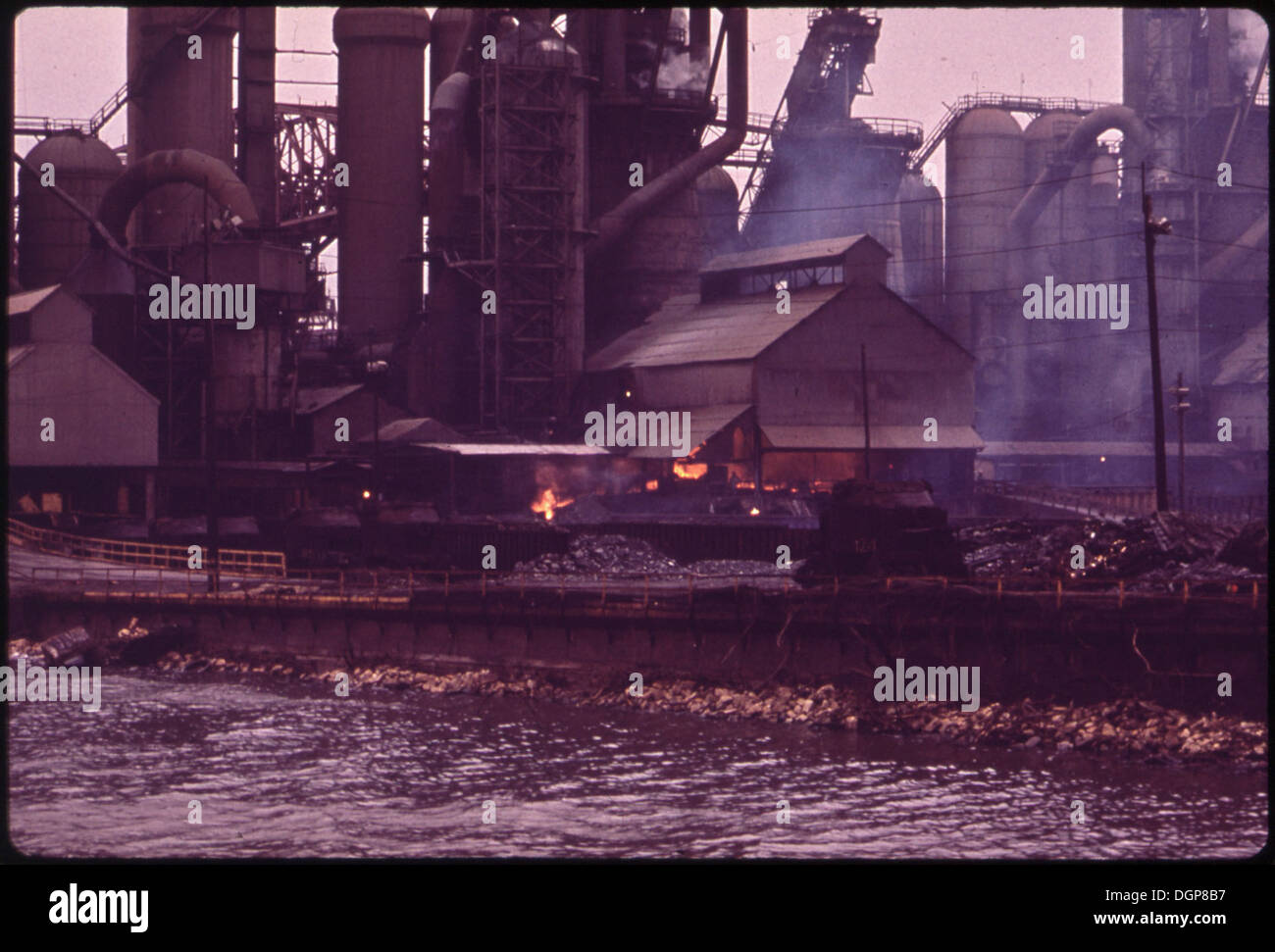 This image shows a steel mill located on the Calumet River, part of the ...