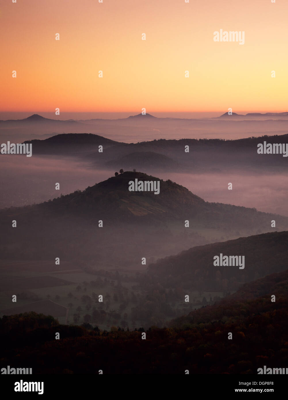 View from Breitenstein mountain across Limburg castle towards the three ...