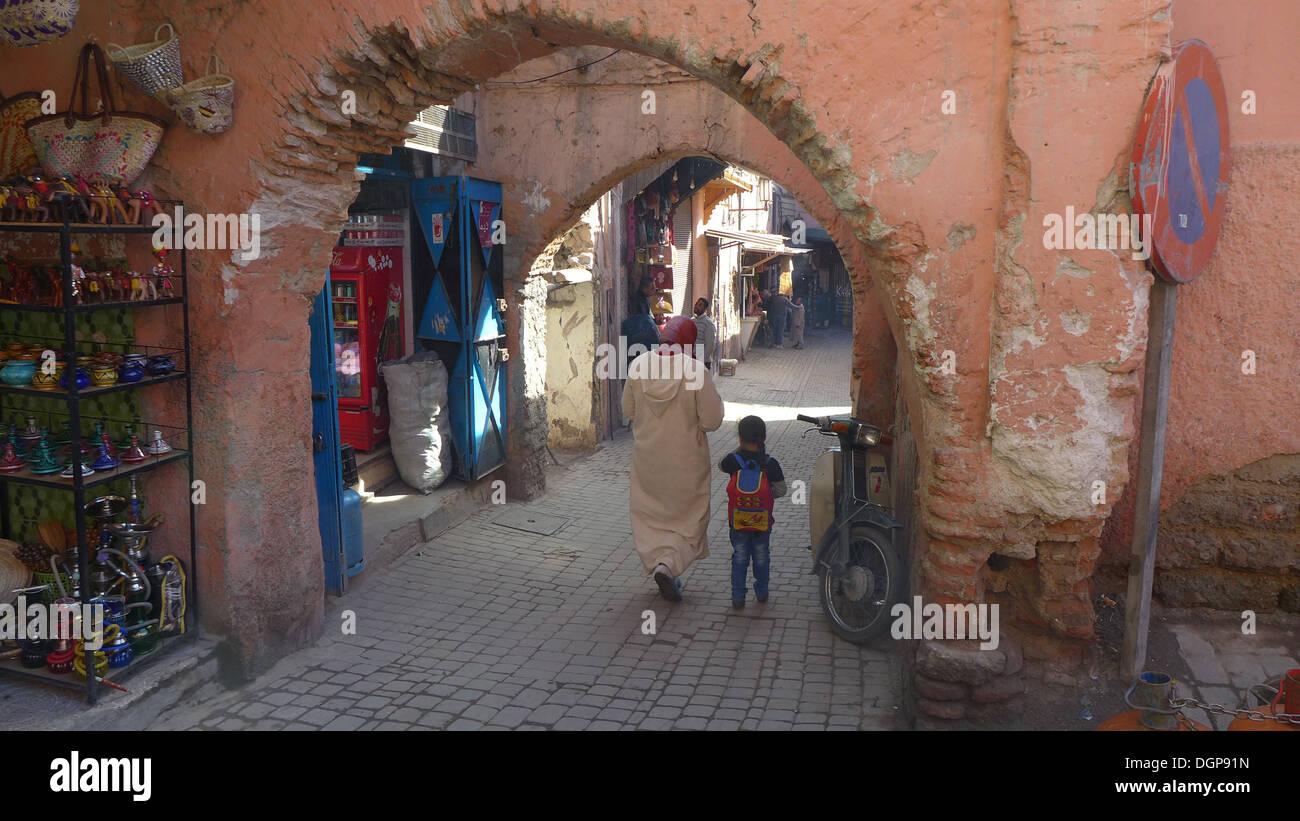 Morocco - Marrakesh Street scene in old town Stock Photo - Alamy
