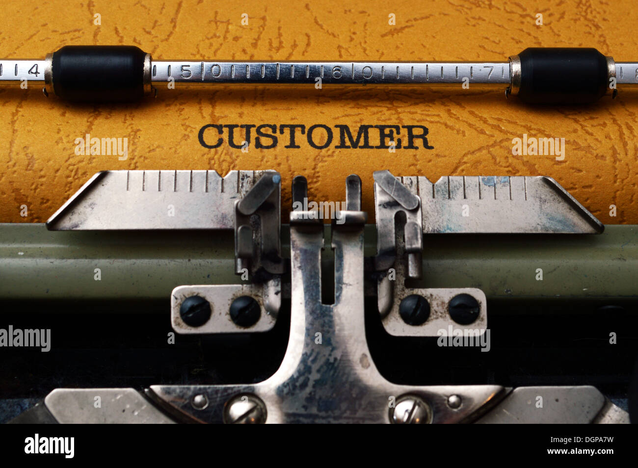 Customer text on typewriter Stock Photo - Alamy