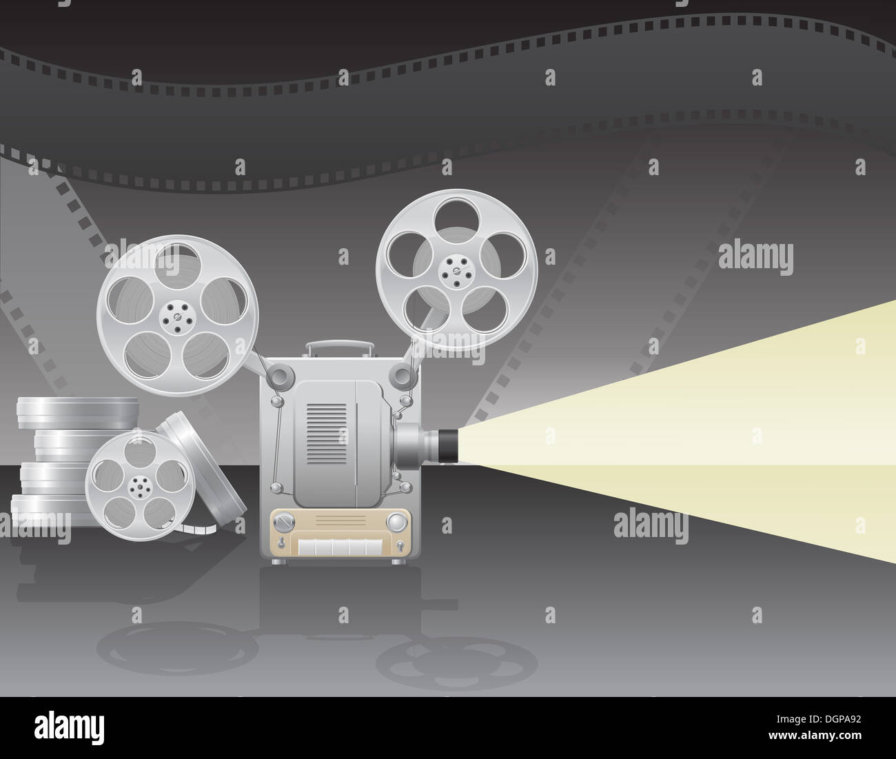 cinema projector illustration on abstract background Stock Photo - Alamy
