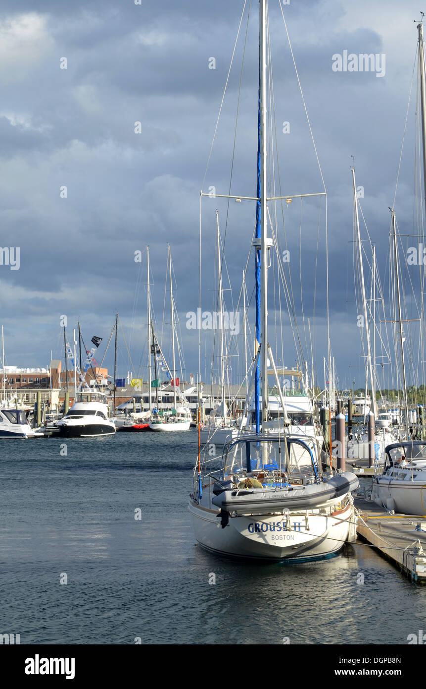 Fishing and sailing boats in port of Newport, Rhode Island, United ...