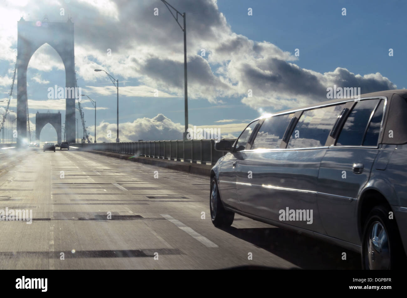 White limousine on the road, Newport, Rhode Island, United States Stock ...
