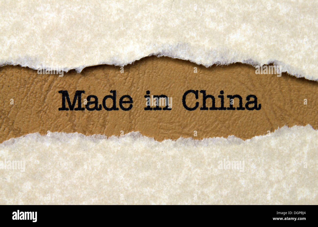 Made in China text on paper hole Stock Photo - Alamy