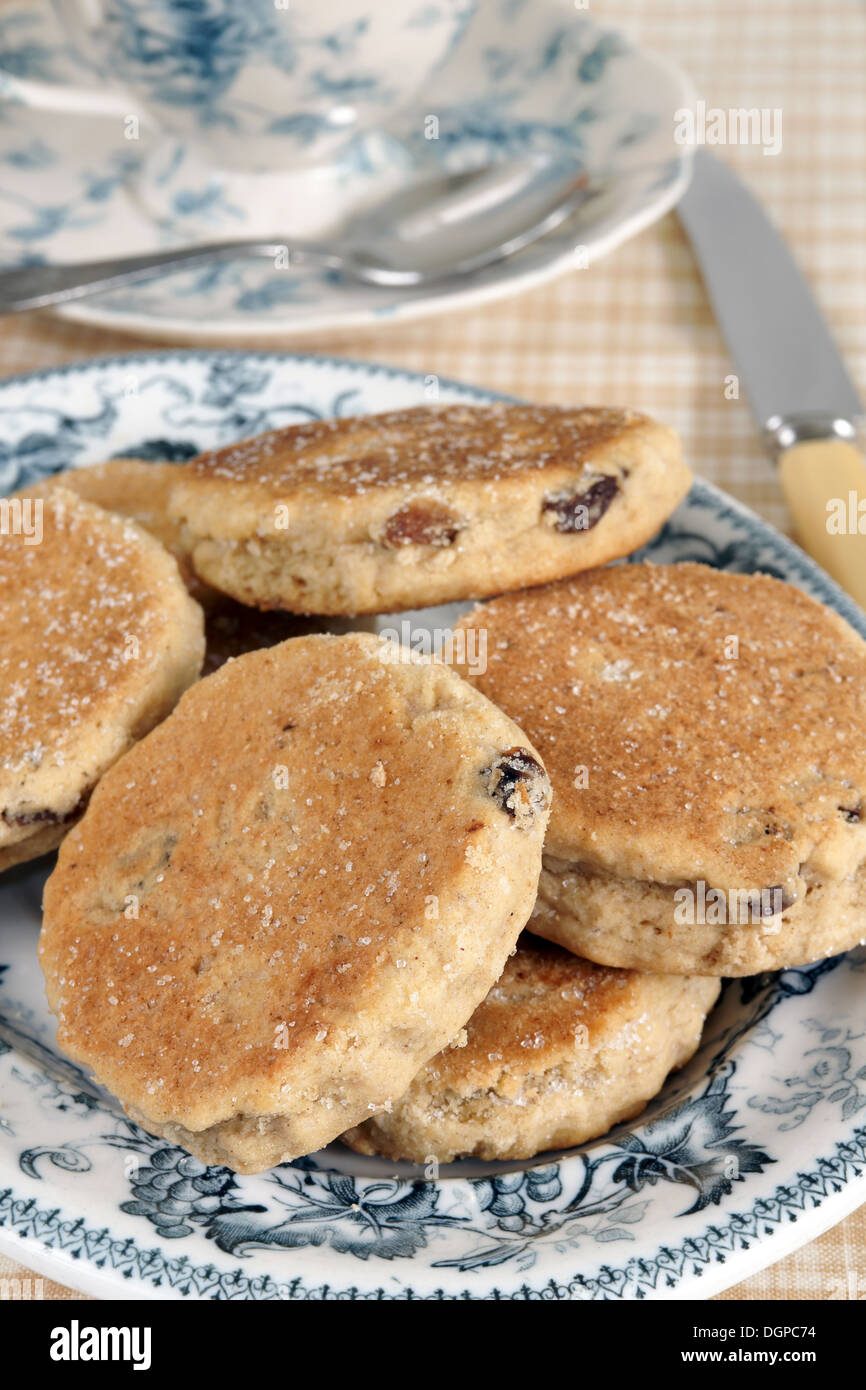 Welsh cakes or Griddle cakes made with dried fruit and covered in sugar ...