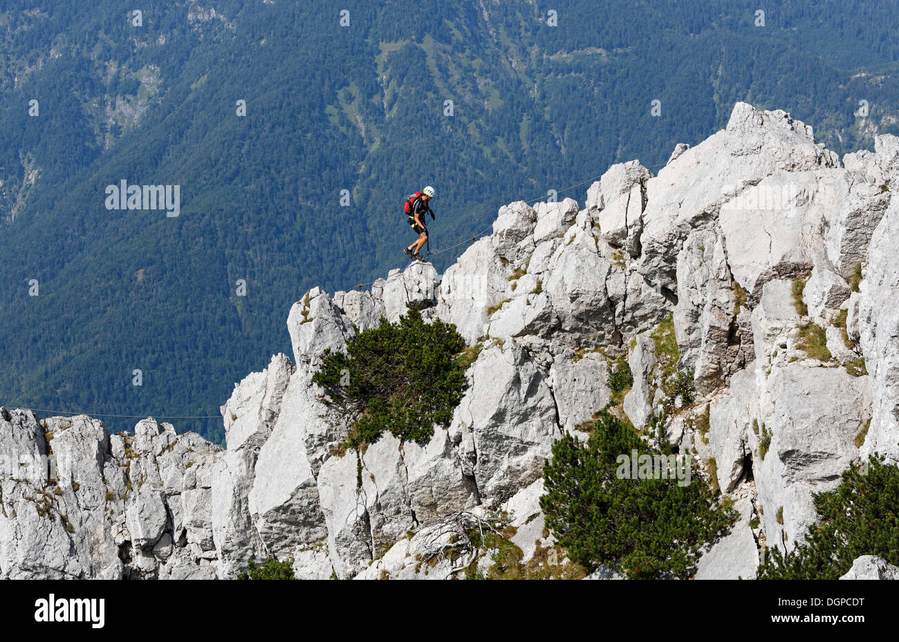 Fixed rope route on Katrin mountain, Katergebirge mountains near Bad ...