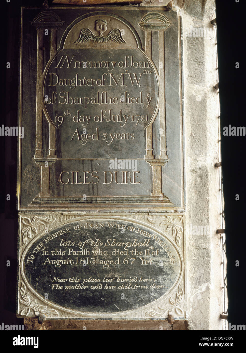 Georgian slate memorial tablets in the nave of St Martin's Church ...