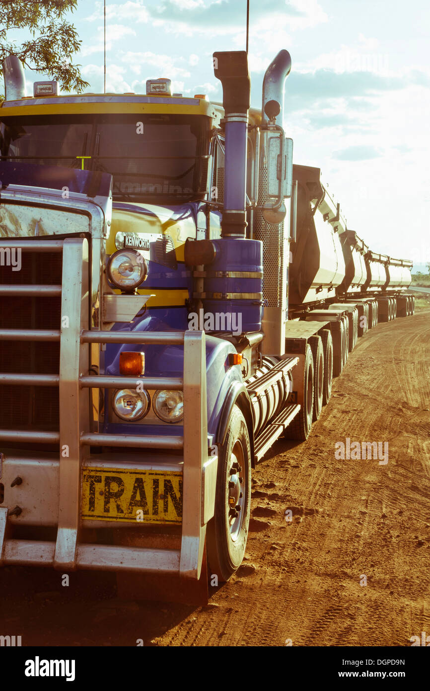 Australia, Road train in outback Stock Photo - Alamy